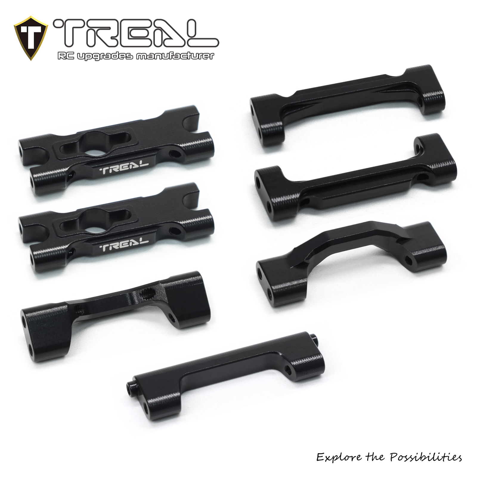 TREAL Aluminum 7075 Chassis Cross Brace Set (7pcs) for 1/18 Mini LMT ...