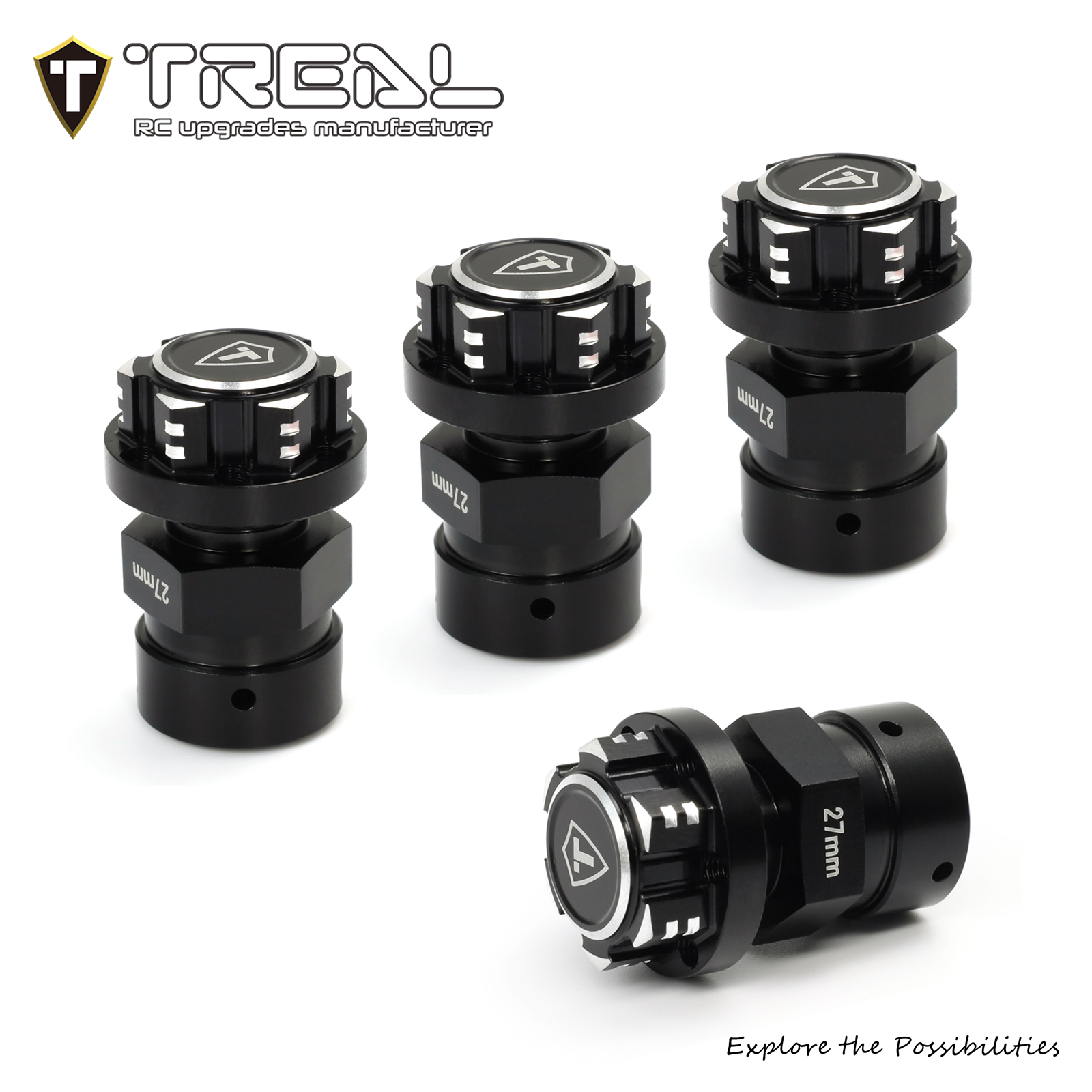 TREAL 7075 Aluminum 27mm(1.06in) Extended Hex Hubs Adaptors Wheel Nuts ...