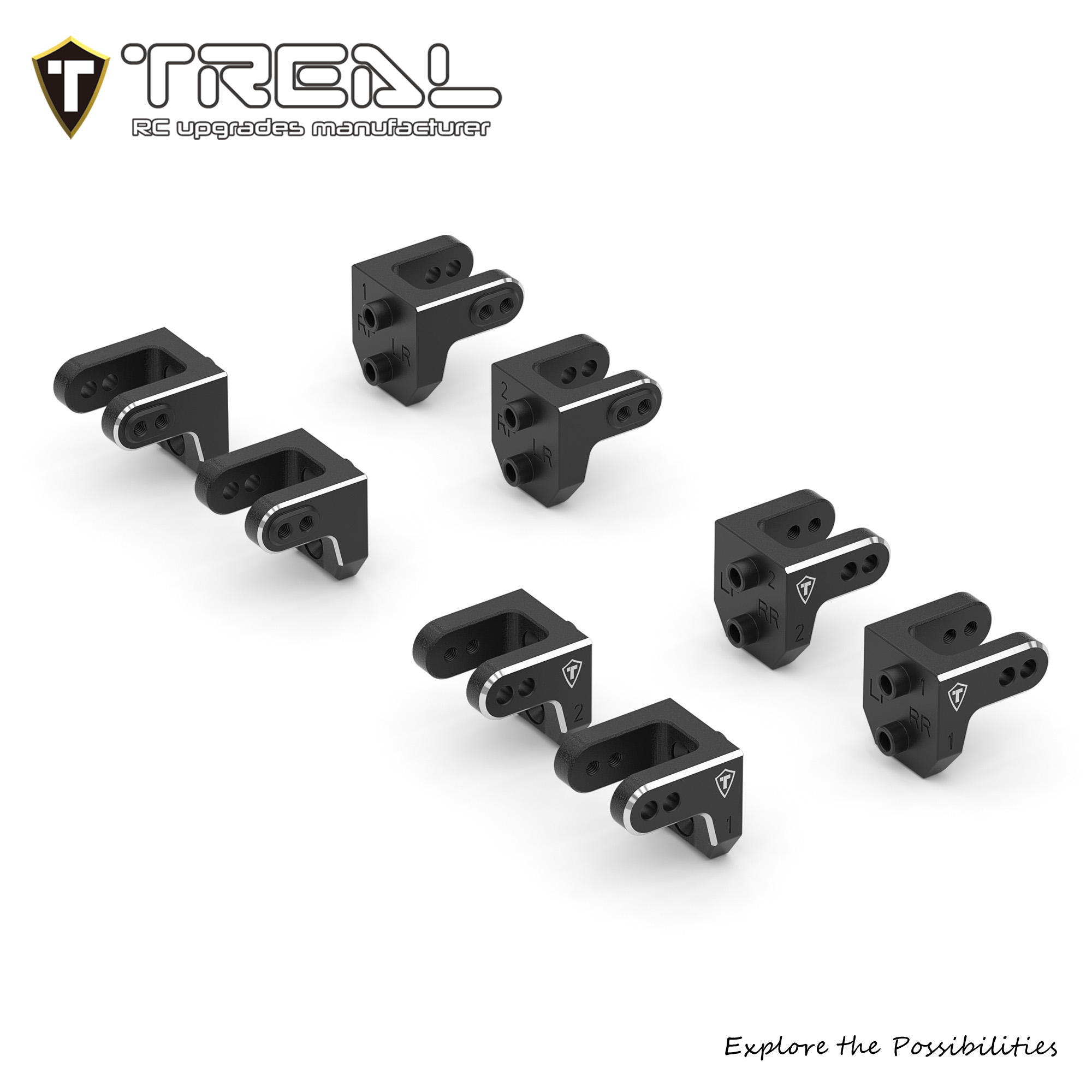 TREAL 7075 Aluminum Dual Shock Mounts Upper (8P) for 1/8 Losi LMT 2.0